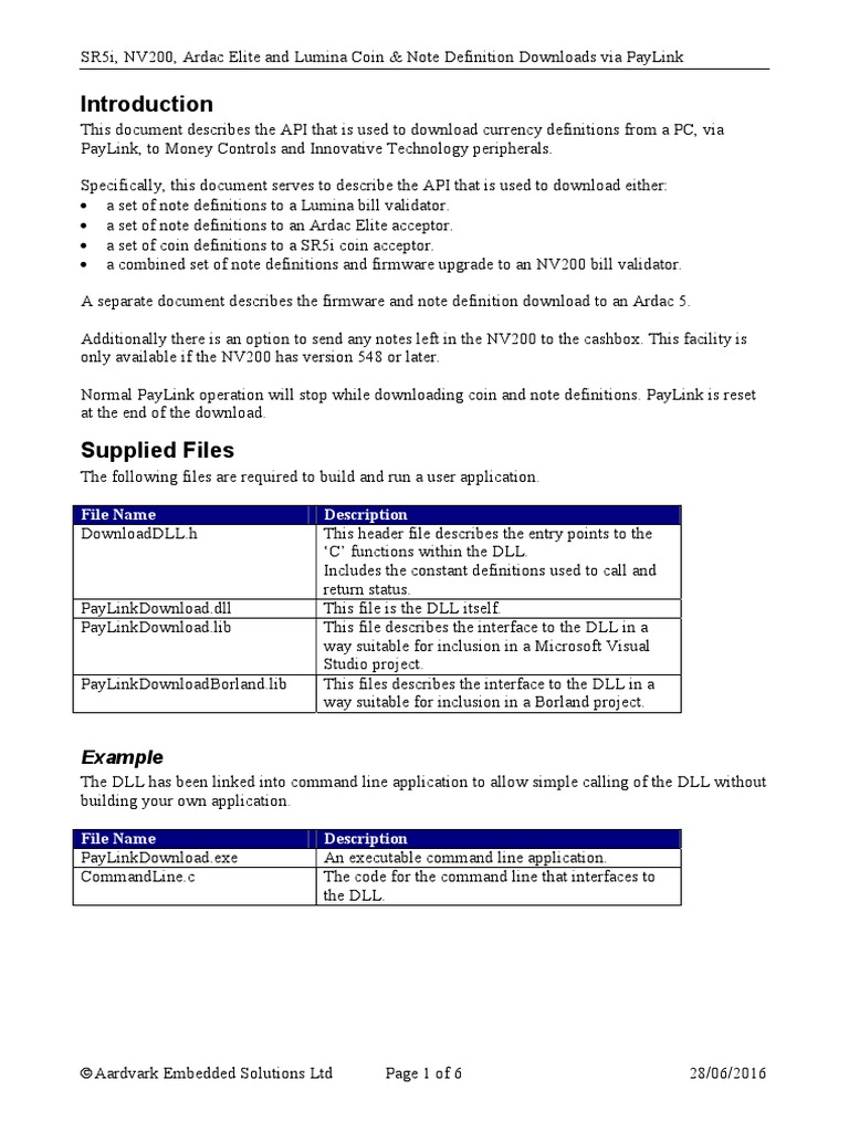 PayLink Download API Description | PDF | Command Line Interface | Application Programming Interface
