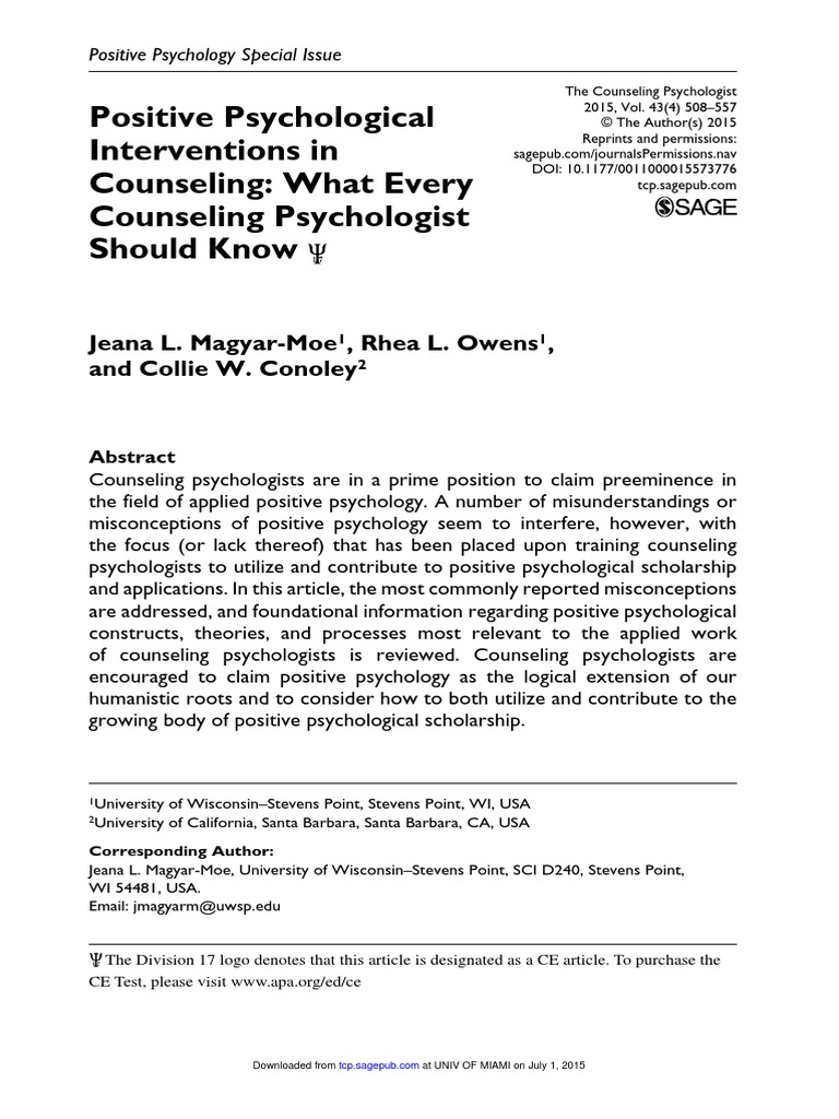 Positive Psychological Interventions | Download Free PDF | Well Being ...