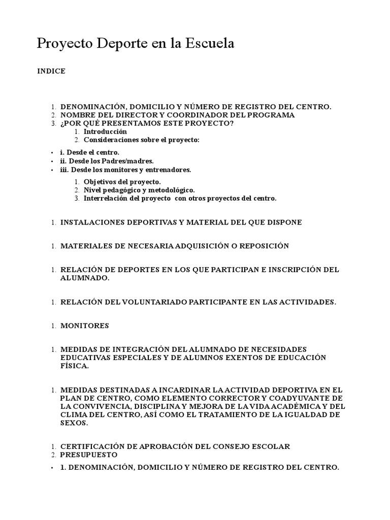 Proyecto Deporte en La Escuela | PDF | Deportes | Adultos