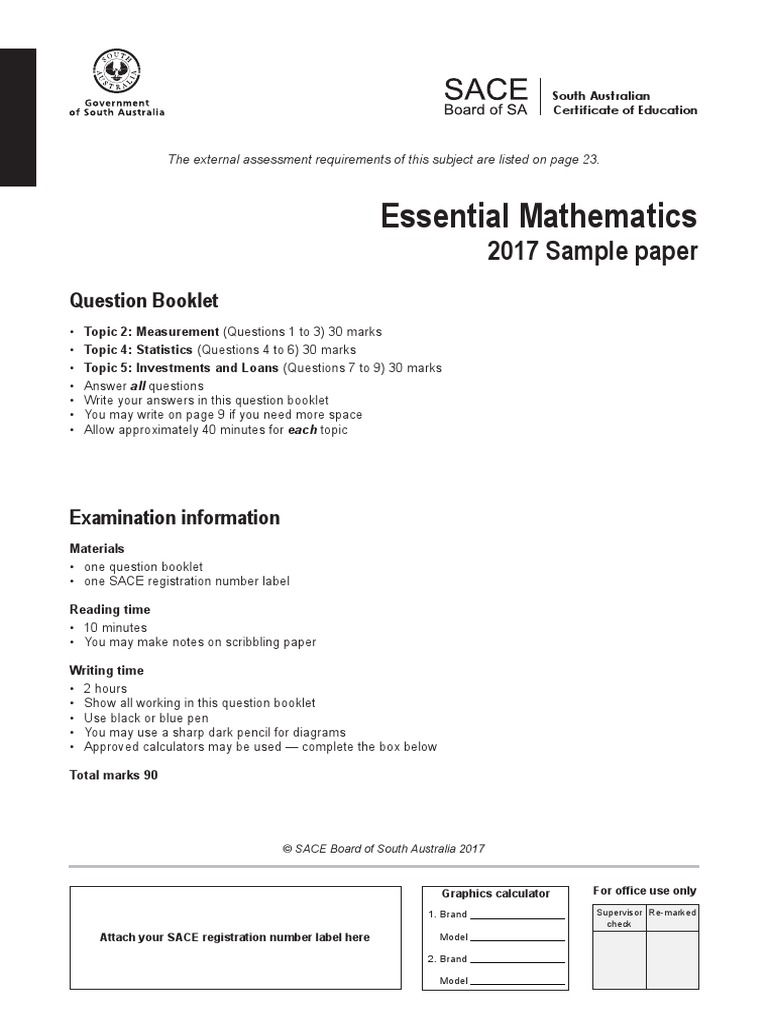 2017 Sample Papers SACE | PDF | Interest | Test (Assessment)