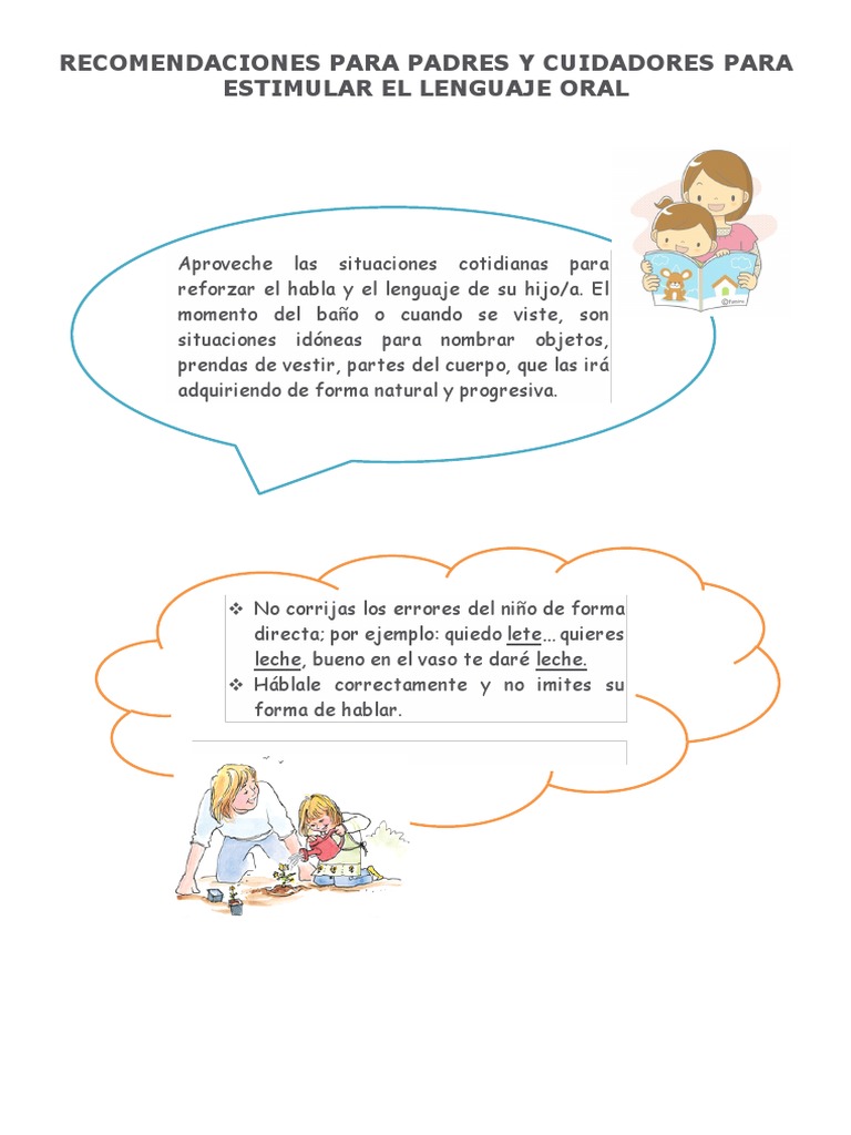 Recomendaciones Para Padres Y Cuidadores Para Estimular El Lenguaje Oral | Habla | Conceptos ...