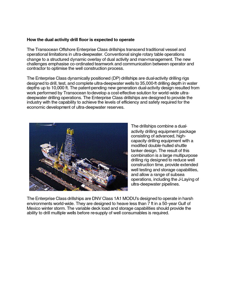 Dual Activity Drill Floor | PDF | Drilling Rig | Subsea (Technology)