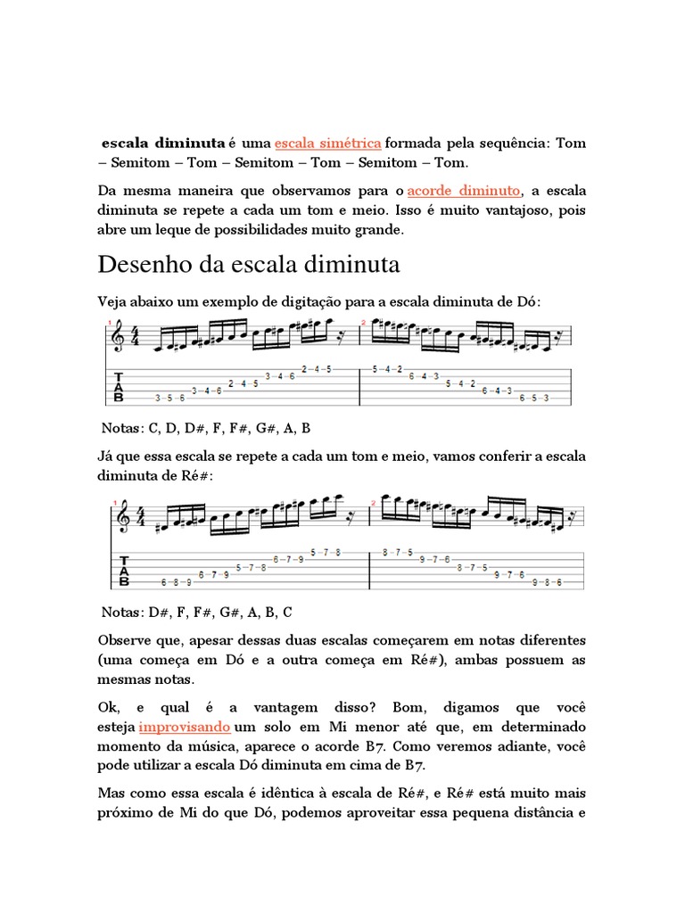 Escala Diminuta | PDF | Escala (música) | Acorde (música)