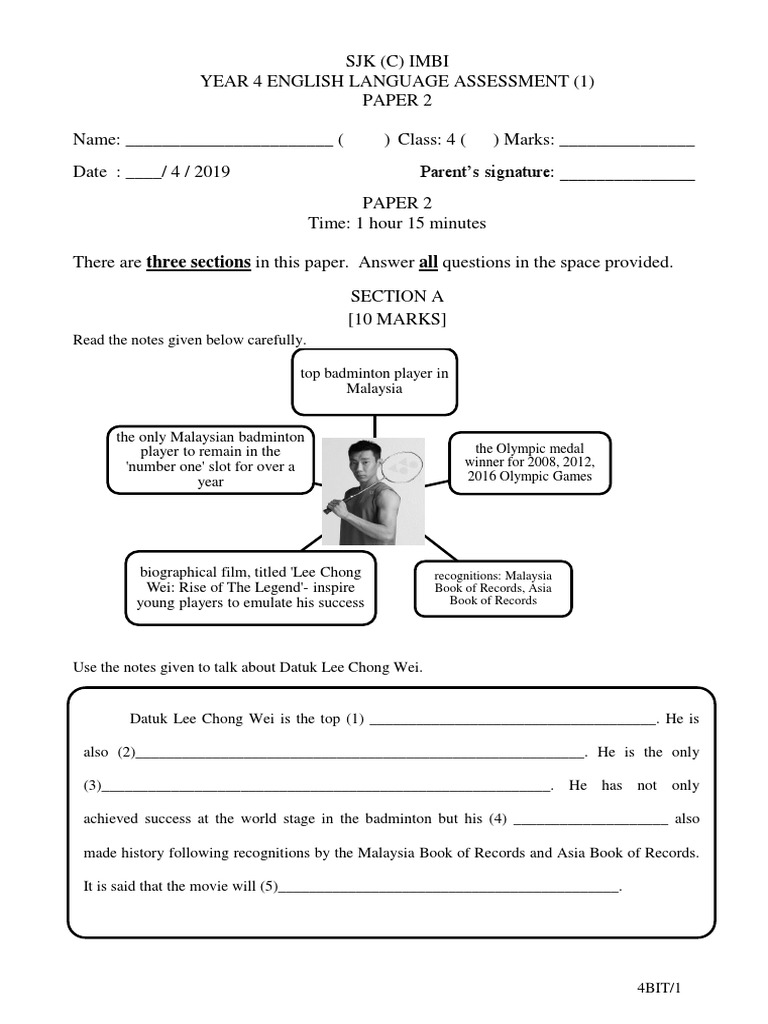 English Y4 2017 P2 Mac | PDF | Question