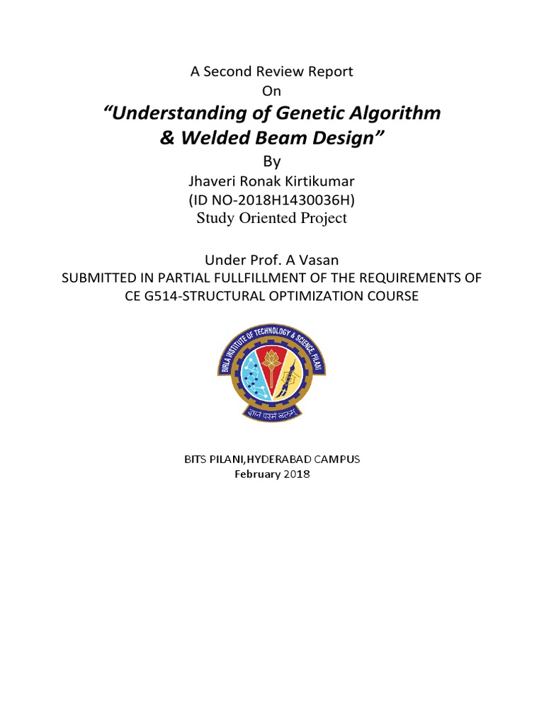 "Understanding of Genetic Algorithm & Welded Beam Design": A Second ...