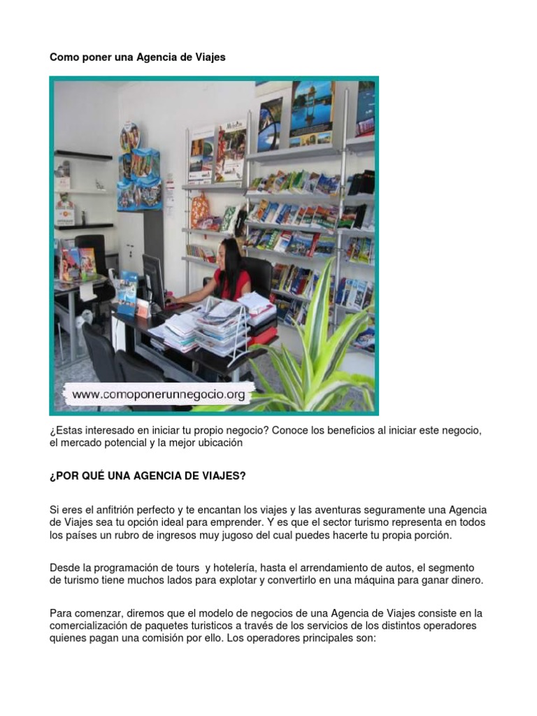 Como Poner Una Agencia de Viajes - Guía de Negocio | PDF | Agencia de ...
