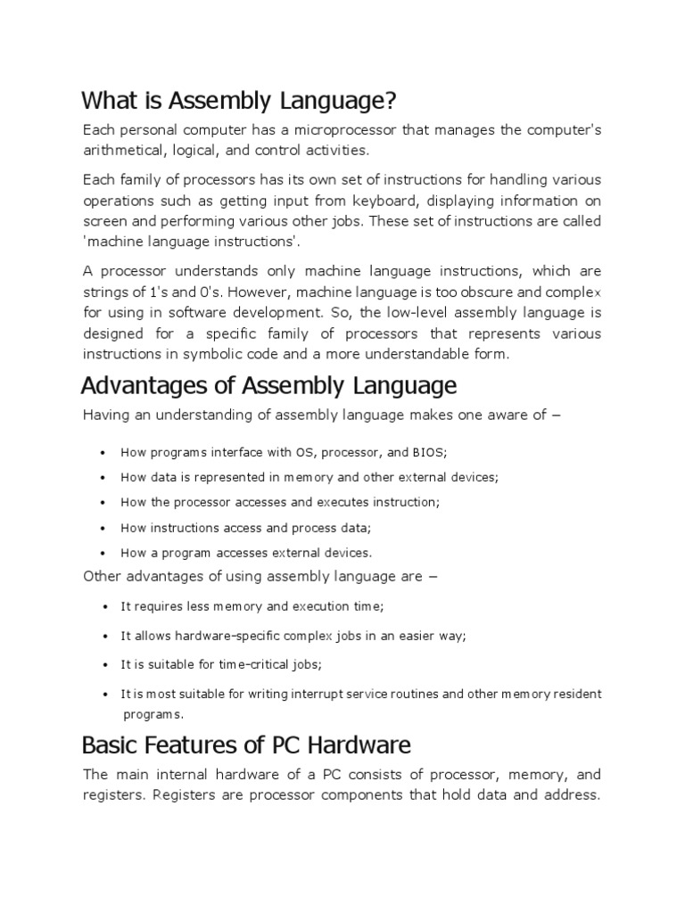 What Is Assembly Language | PDF | Assembly Language | Office Equipment