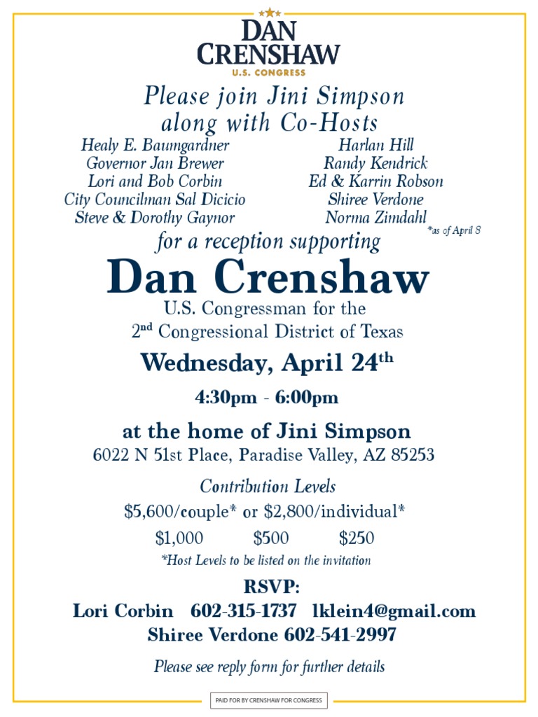 Arizona Reception For Dan Crenshaw | PDF | Political Action Committee ...