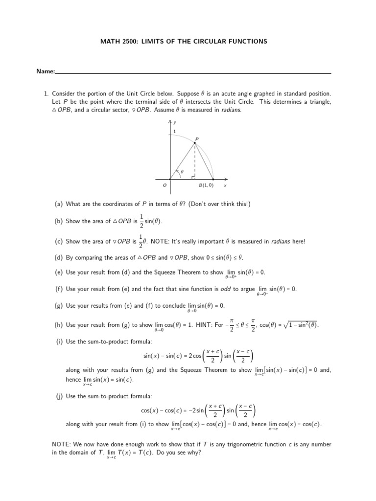 Limits of Trigonometric Functions | PDF | Trigonometric Functions | Sine