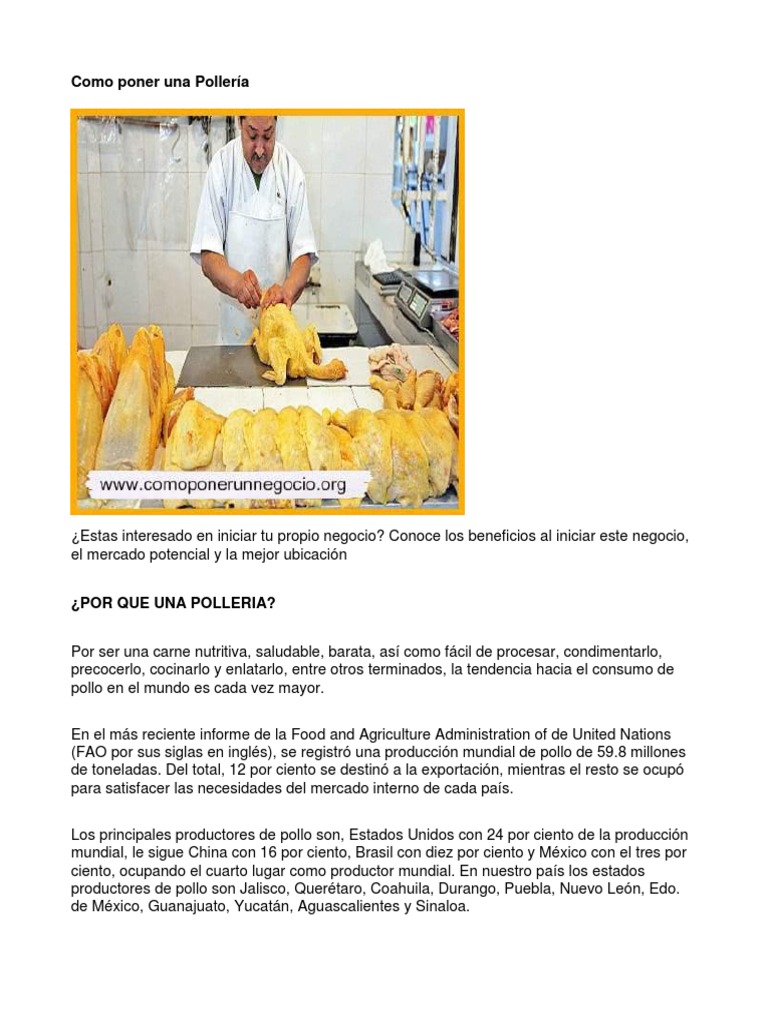 Como Poner Una Pollería - Guía de Negocio | PDF | Mercado (economía ...