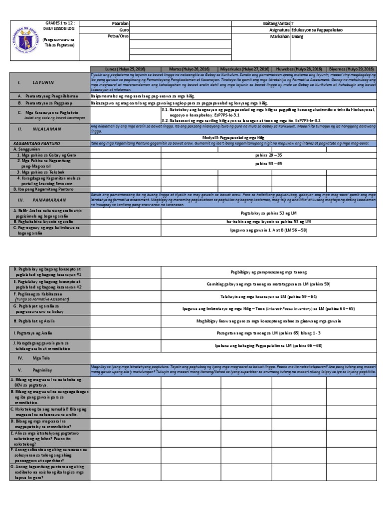 DLL EsP 7 1st Quarter | PDF
