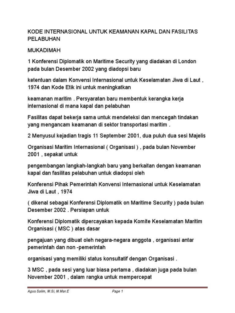 ISPS Code Part A Indonesia | PDF | Hukum