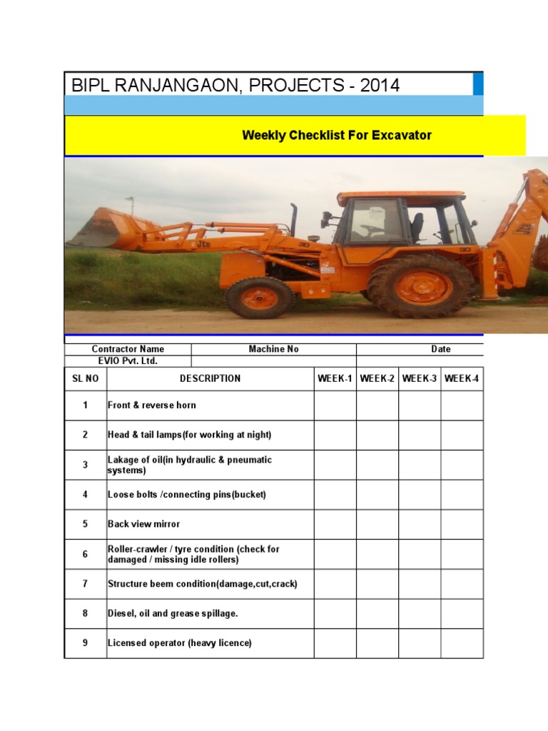 5 Weekly Check List JCB | PDF