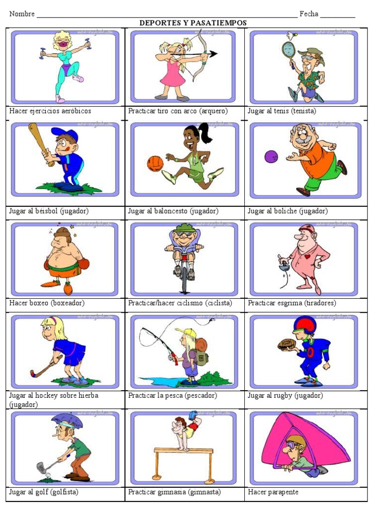 Flashcards de Deportes en Inglés | PDF | Pelota | Gimnasia