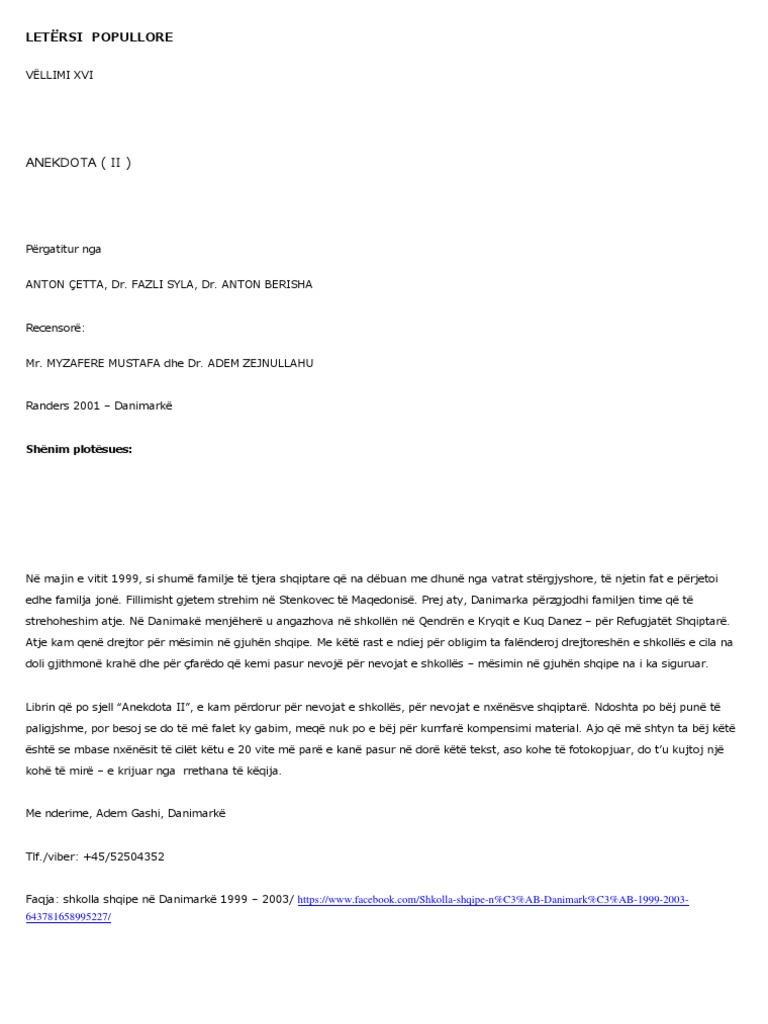 Letërsi Popullore - Anekdota II | PDF