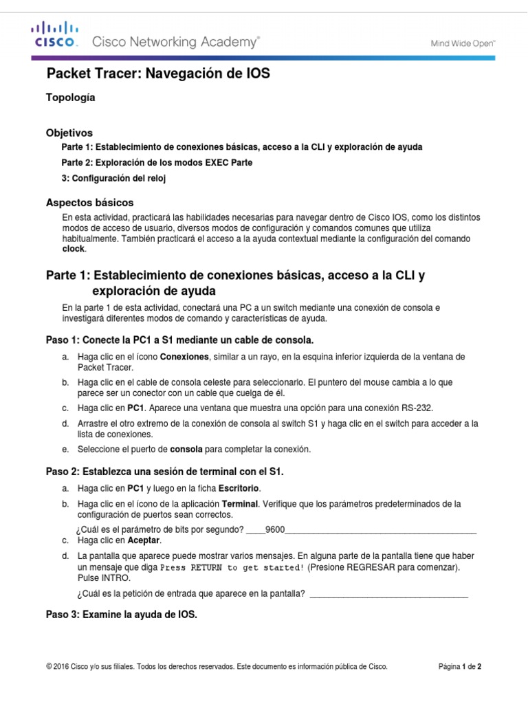2 2 3 4 Packet Tracer Configuring Initial Switch Settings Pdf Point And Click Interfaz
