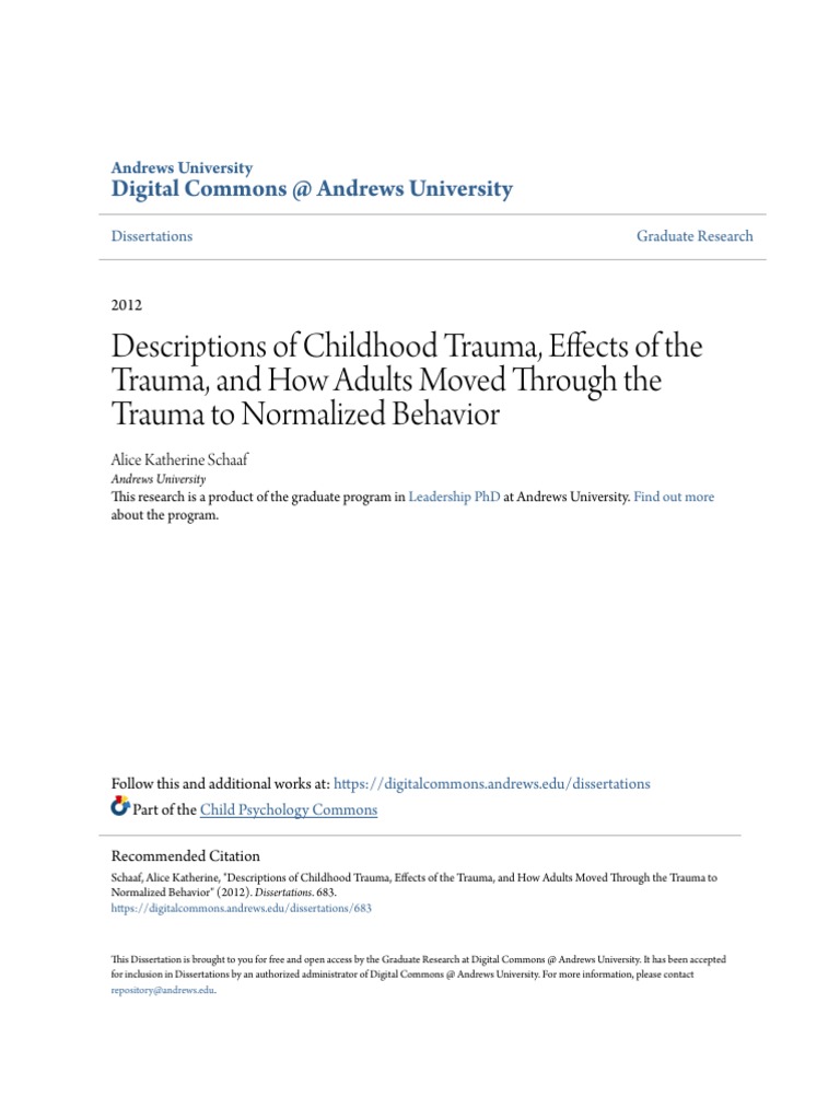 Descriptions of Childhood Trauma Effects of The Trauma and How PDF ...
