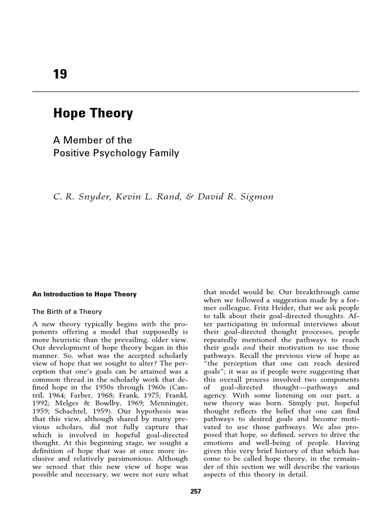 Hope Theory PDF | PDF | Hope | Optimism