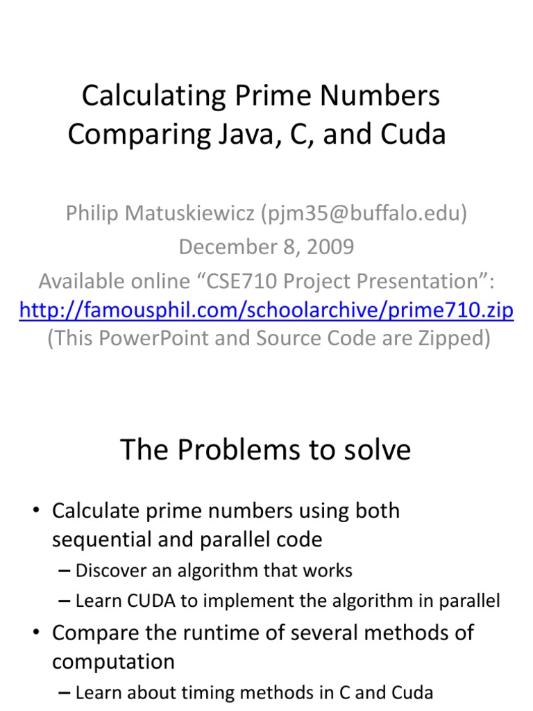 Calculating Prime Numbers Comparing Java, C, and Cuda | PDF | Parallel ...