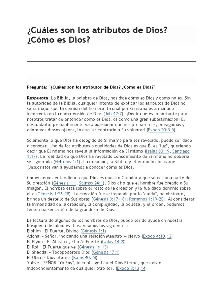 Cuáles Son Los Atributos de Dios | PDF | Gracia en el cristianismo | Dios