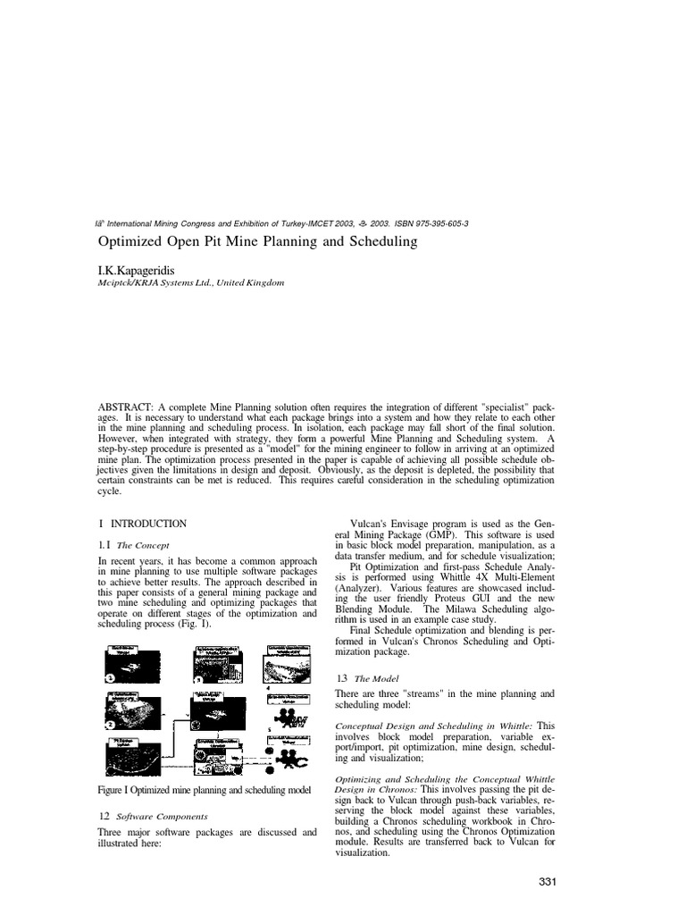 Optimized Open Pit Mine Planning and Scheduling: I.K.Kapageridis | PDF | Mathematical ...