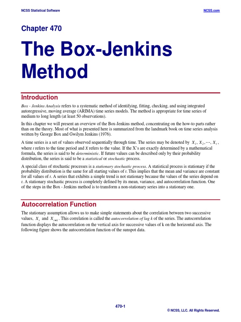 The Box-Jenkins Method | PDF | Stationary Process | Autoregressive ...