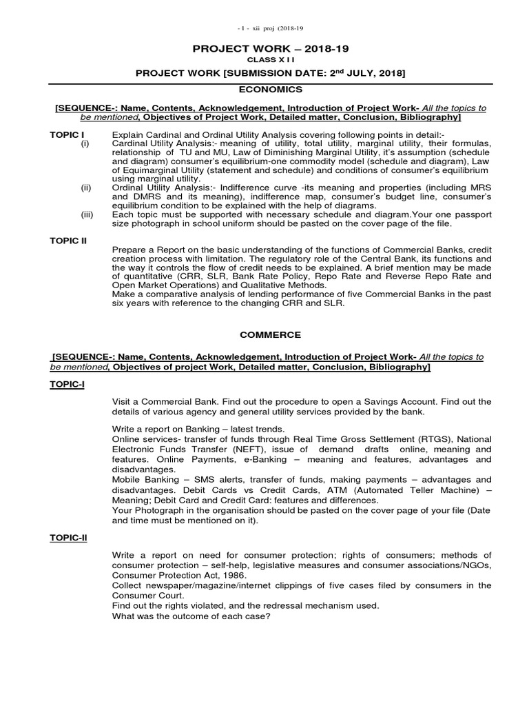 Class XII Project Work PDF | PDF | Utility | Expense