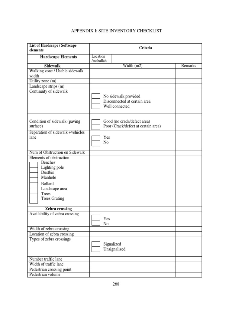 Appendix I Si Checklist 142018 | PDF | Sidewalk | Trees