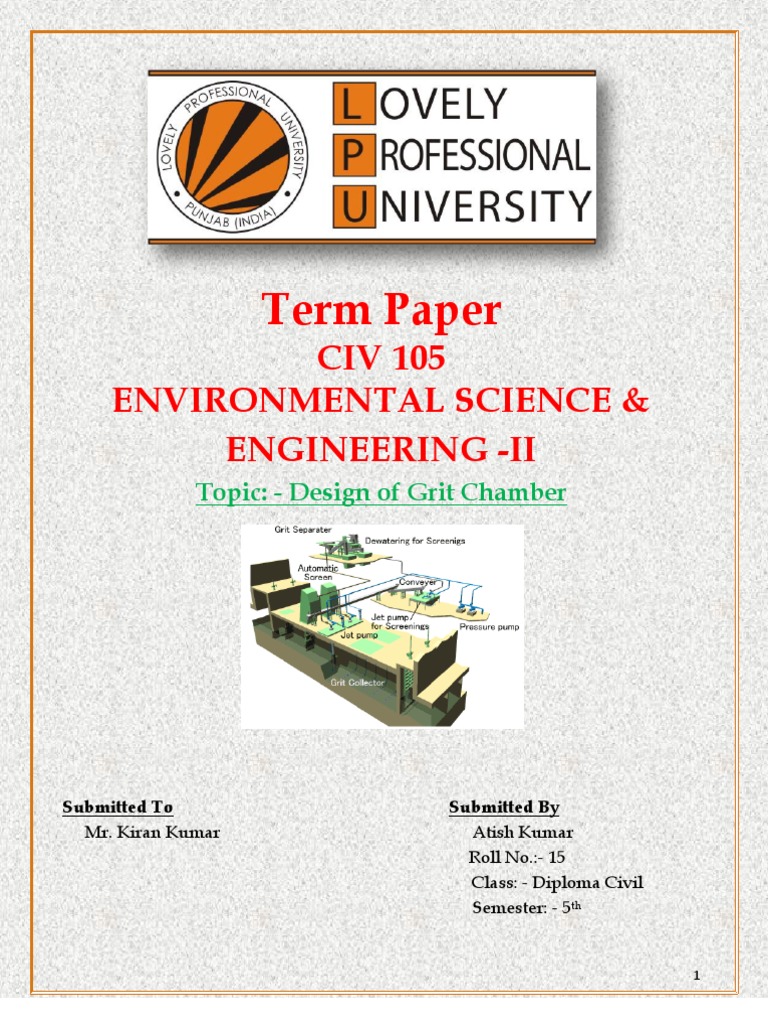 Grit Chamber Design for Students | PDF | Sewage Treatment | Pump