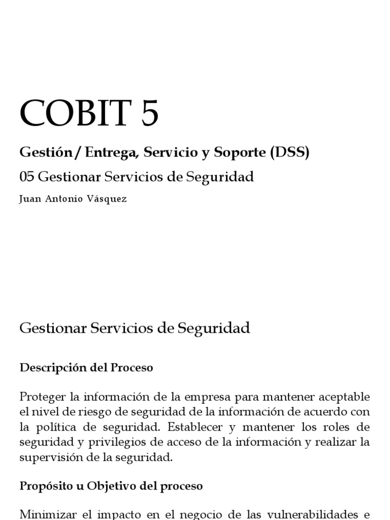 Cobit5 Dss05 Gestionar Servicios de Seguridad | PDF | Seguridad de ...