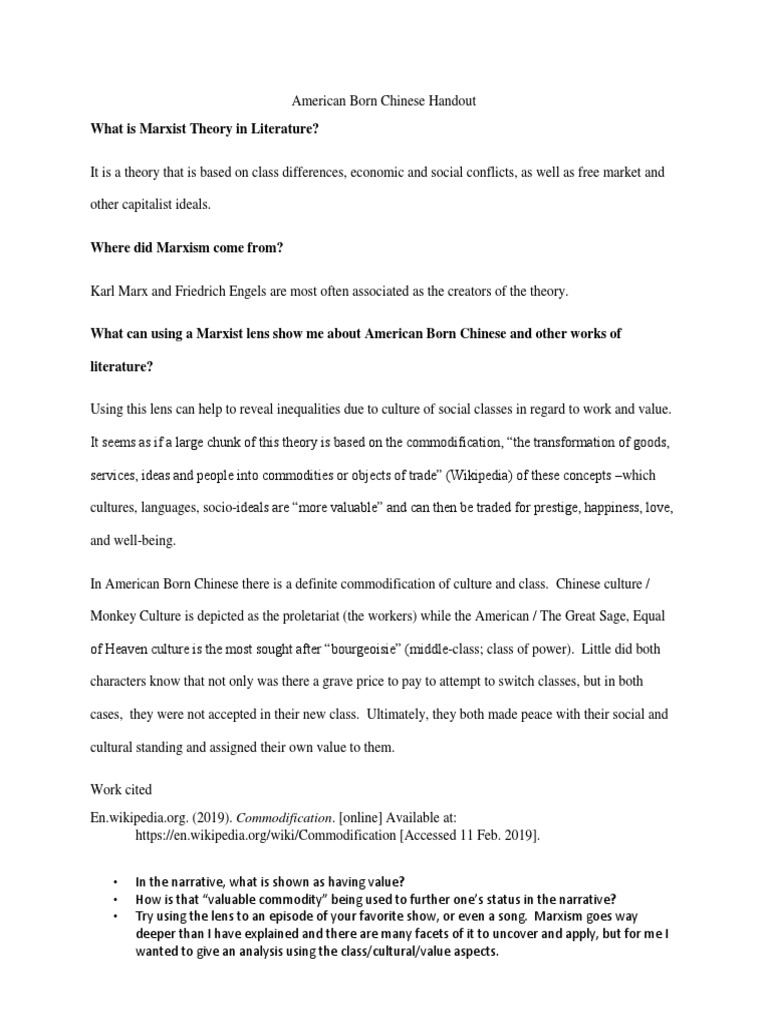 American Born Chinese Handout | PDF | Social Science