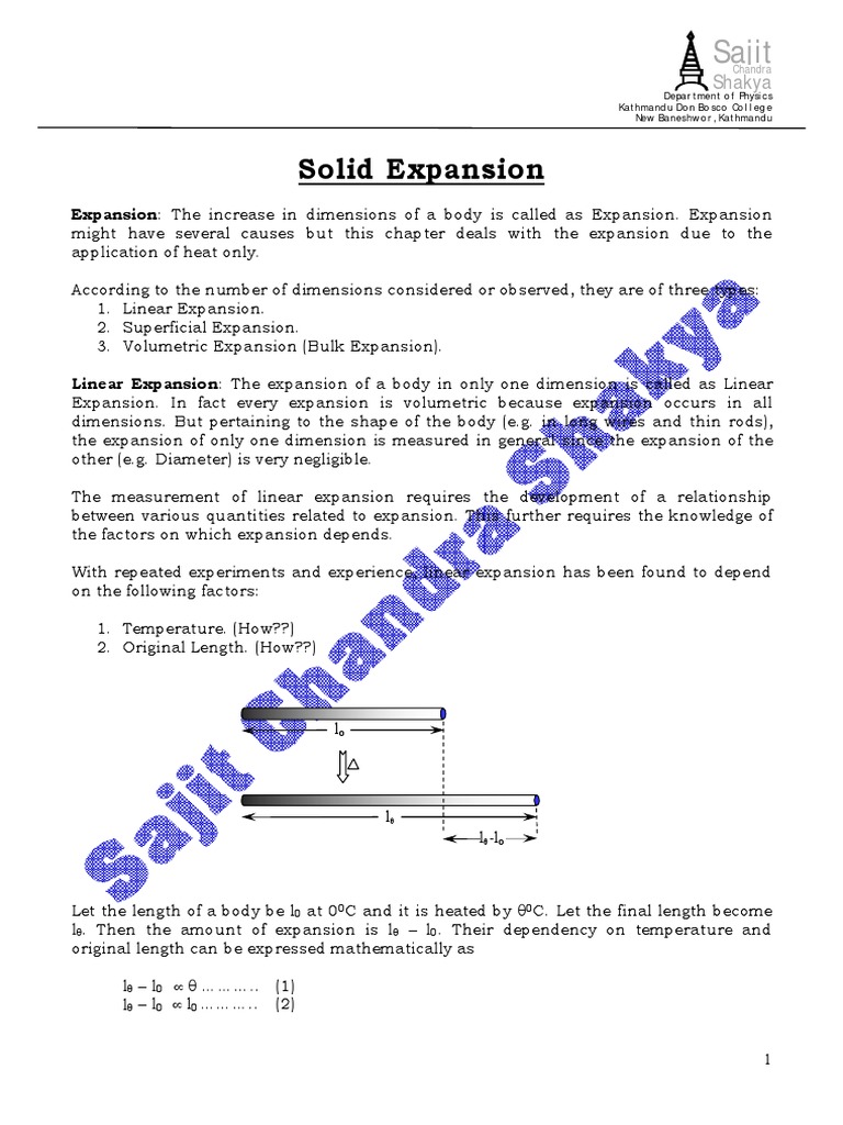 Solid Expansion Relationships | PDF | Thermal Expansion | Latent Heat