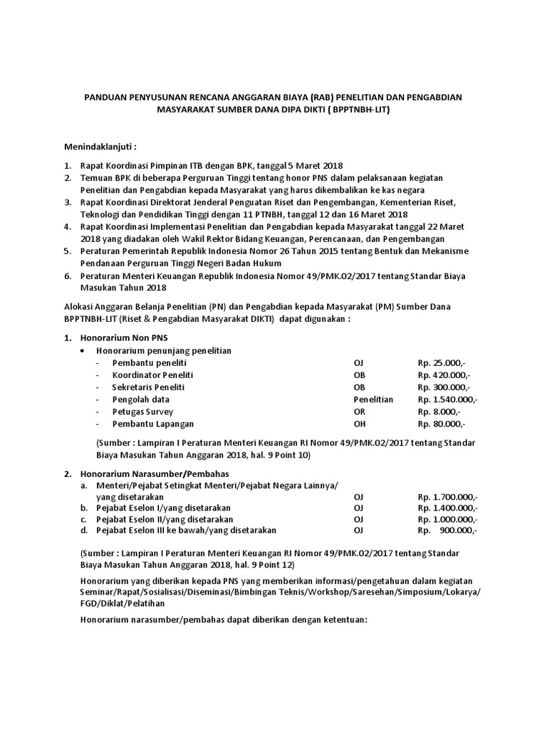 Panduan Penyusunan RAB Program Penelitian Dan Pengabdian ...