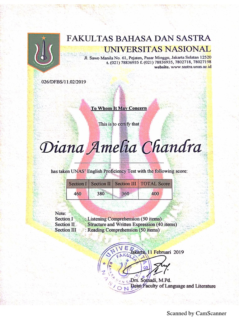 TOEFL Certificate | PDF