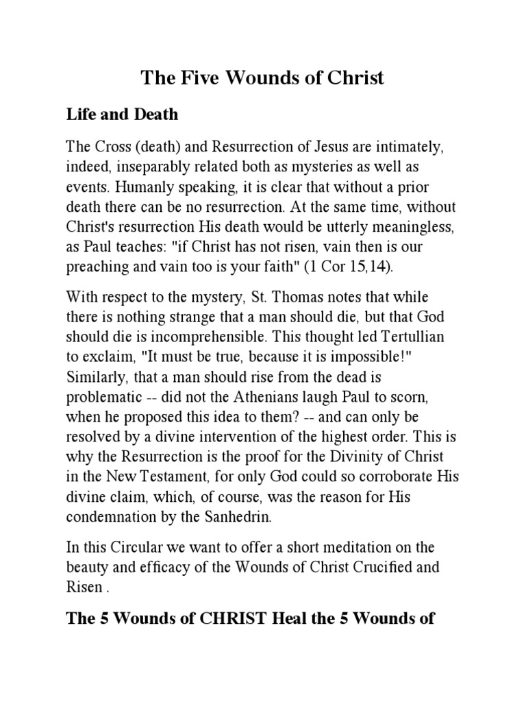 Healing Through Christ's Five Wounds | PDF | God The Father ...