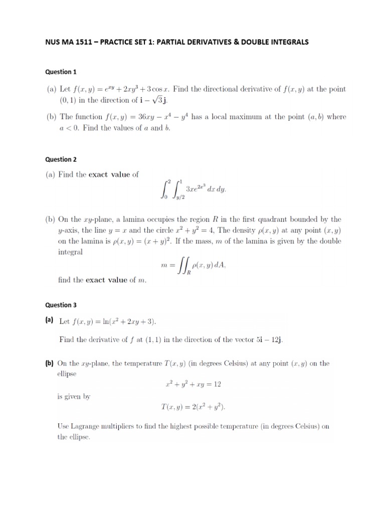 Derivatives and Double Integral | PDF | Teaching Methods & Materials