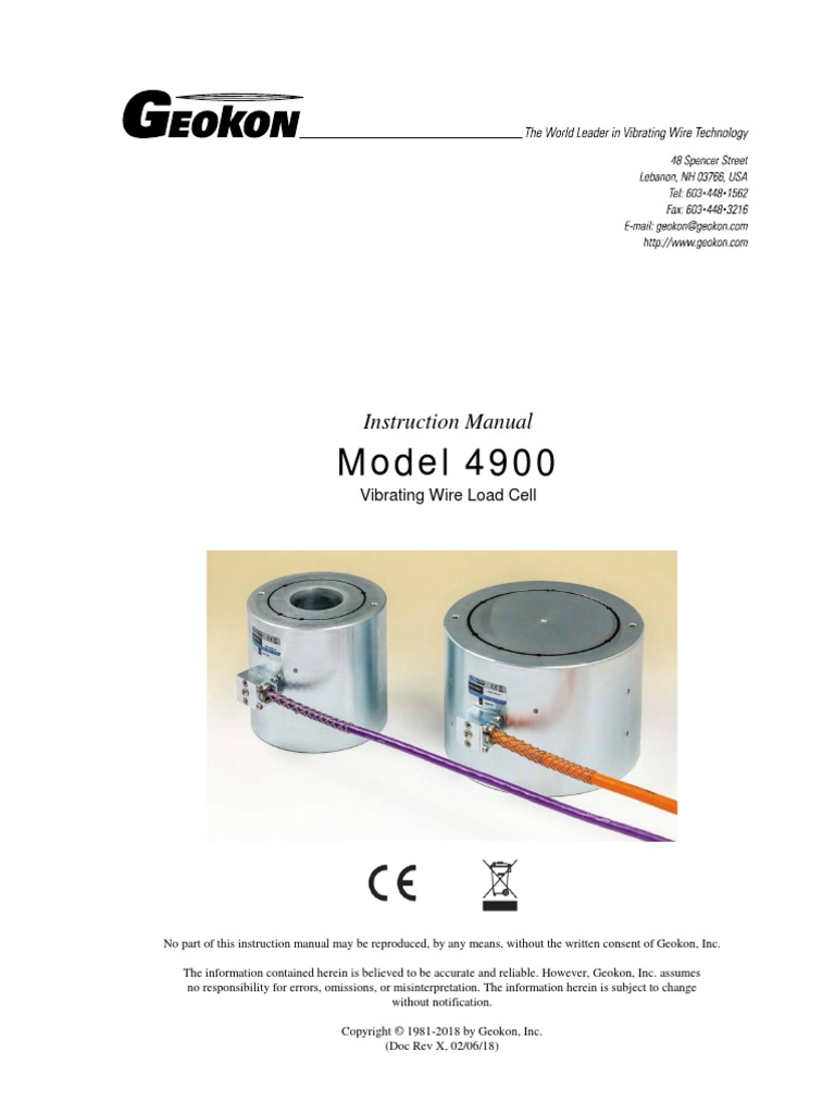 Load Cell Manual | Electrical Connector | Deep Foundation