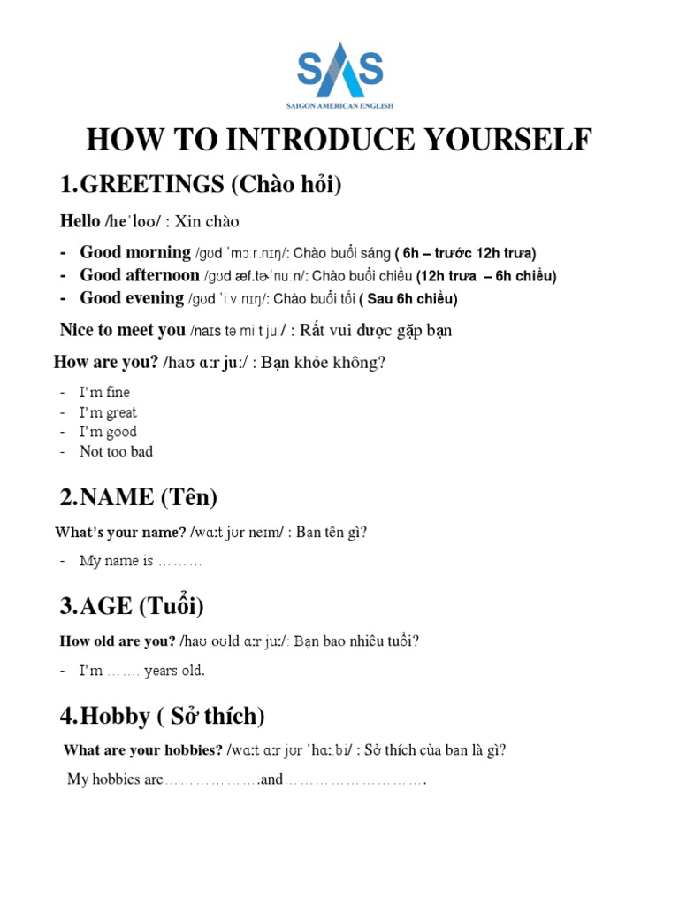 English Self-Introduction Guide | PDF