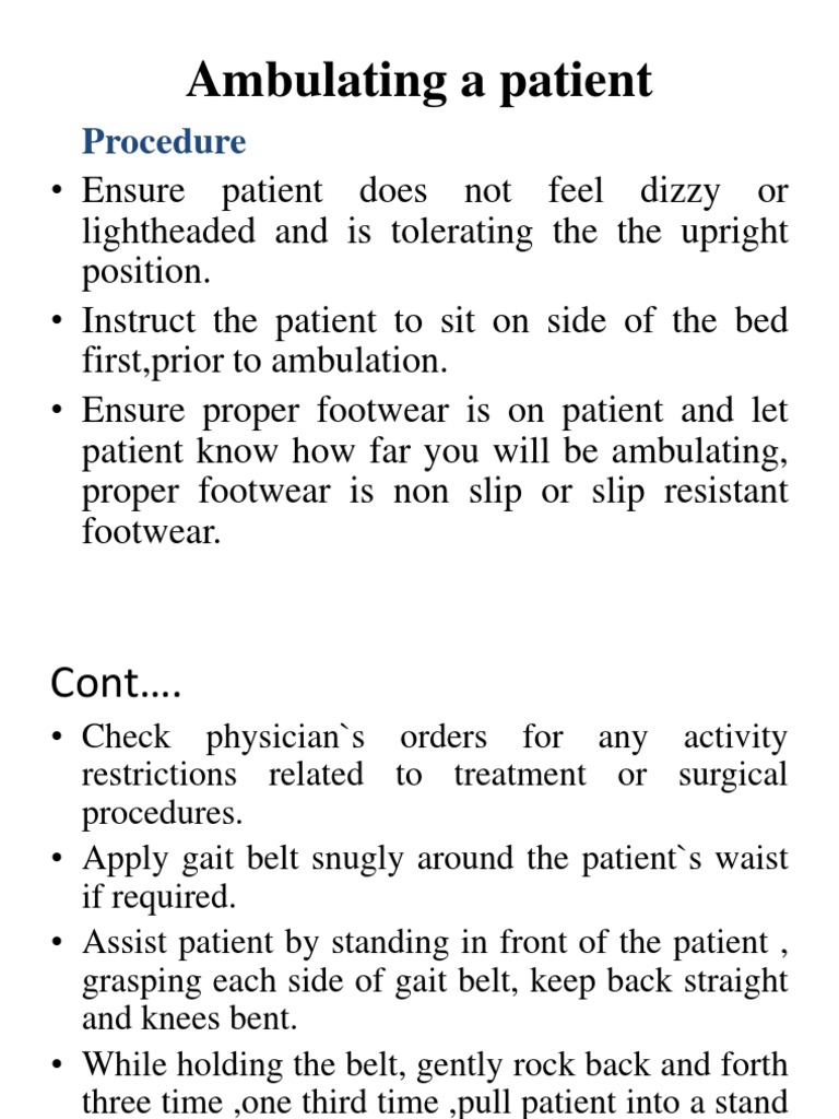 Ambulating A Patient | PDF | Wellness | Science & Mathematics