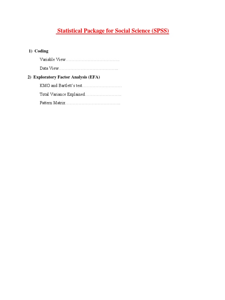 Statistical Package For Social Science | PDF | Factor Analysis | Variance