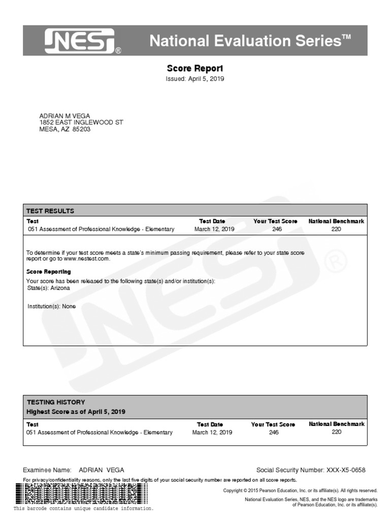 Nes Results | PDF | Multiple Choice | Test (Assessment)