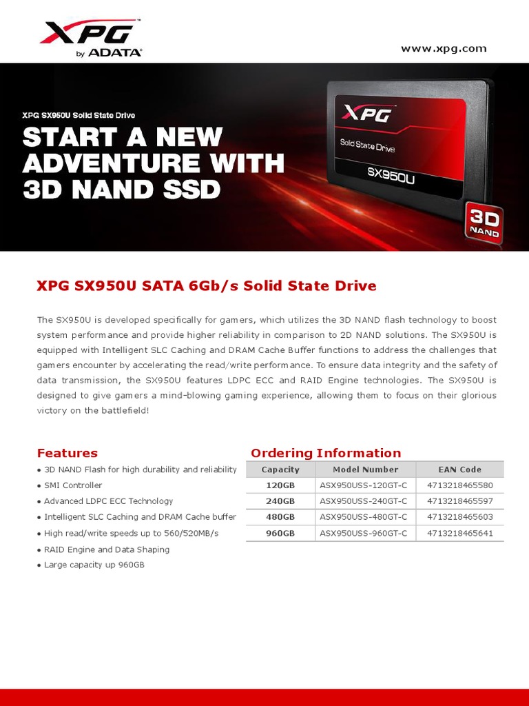 Datasheet XPG | PDF | Solid State Drive | Flash Memory