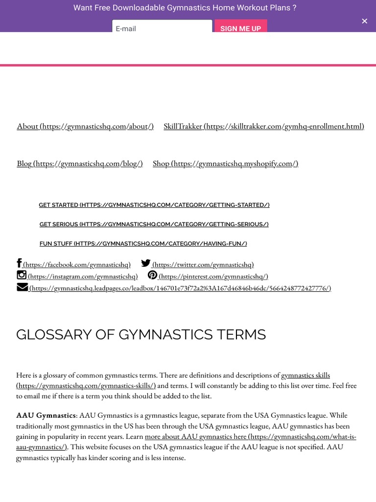 Gymnastics Terms Glossary | PDF | Gymnastics | Indoor Sports