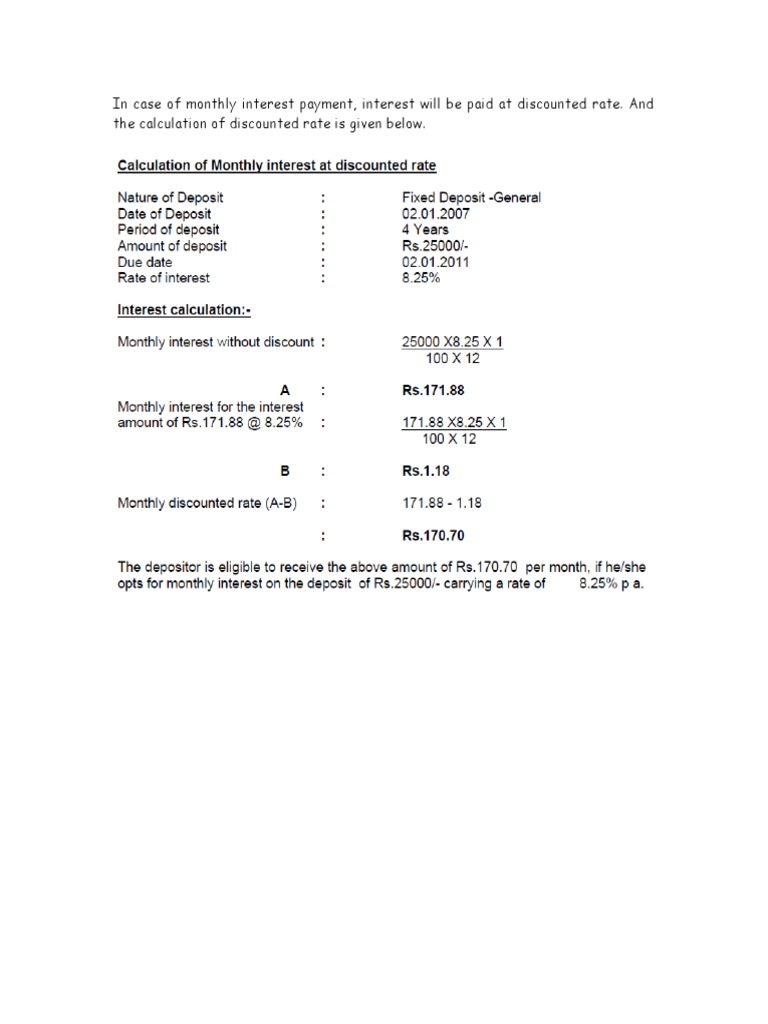 Monthly Interest Discount Rate Calculation | PDF | Discounting ...