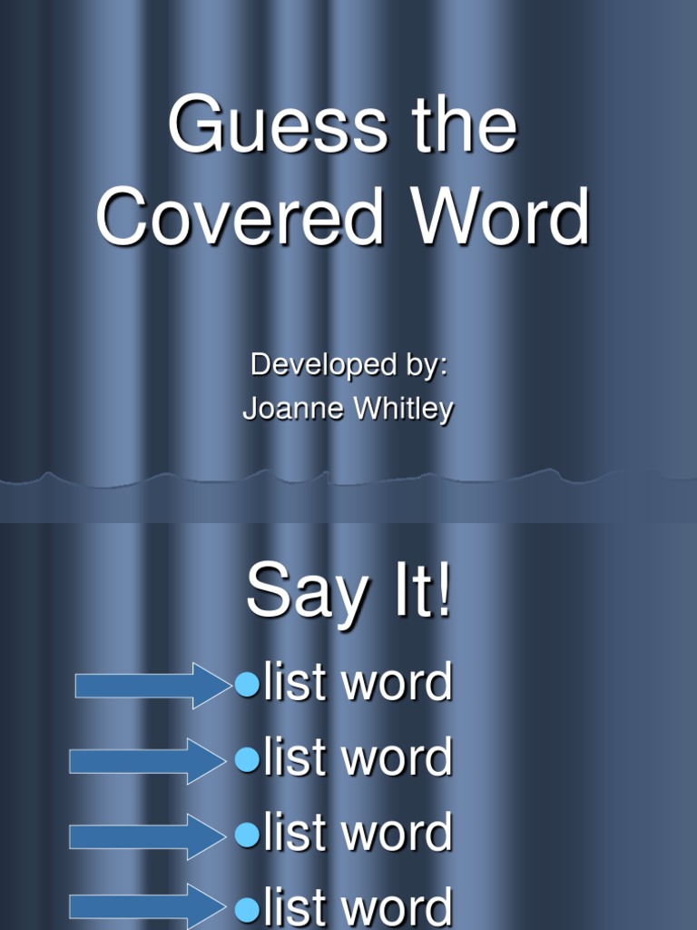 Guess the Covered Word Game by Joanne Whitley | PDF