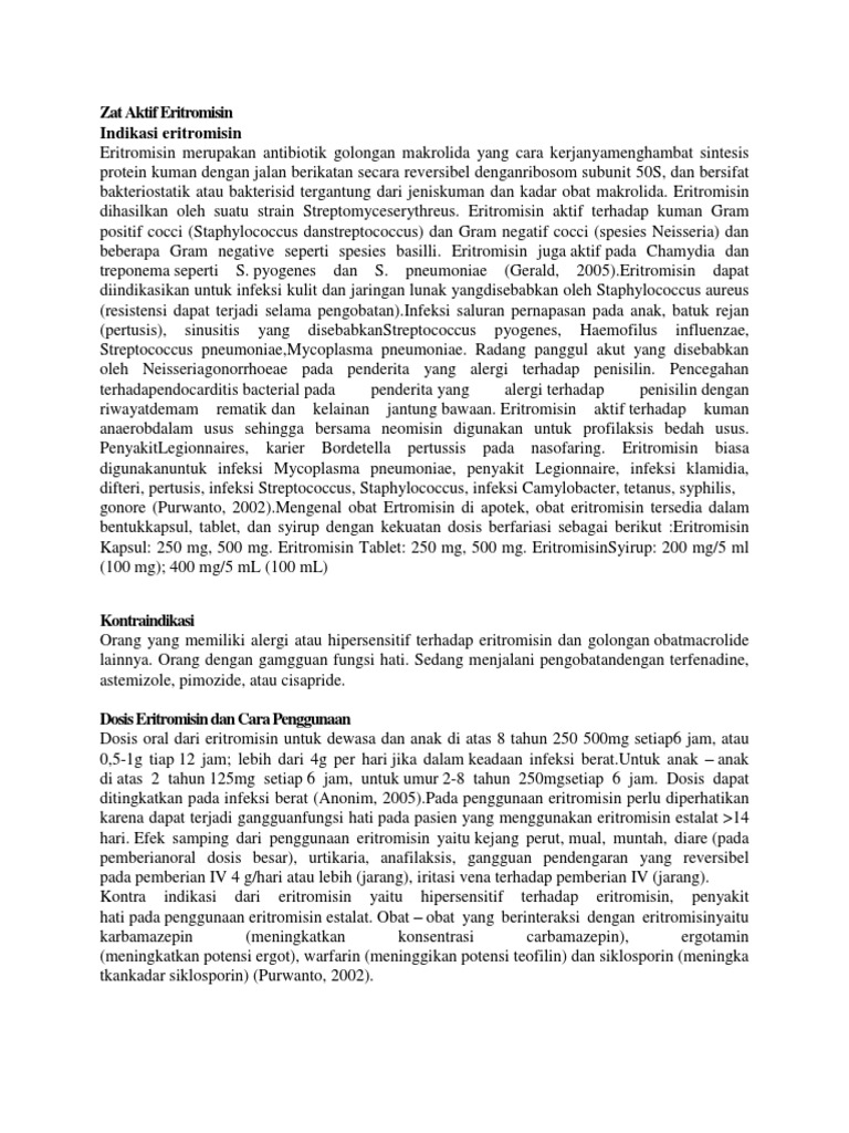 Zat Aktif Eritromisin | PDF