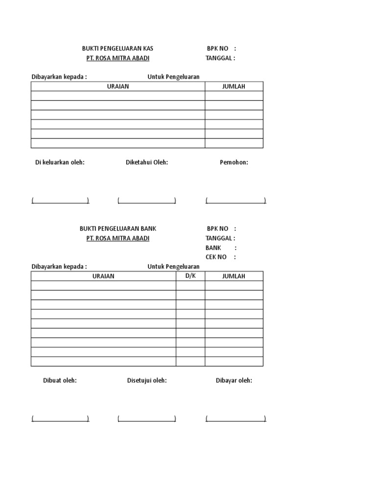 Bukti Pengeluaran Bank & Kas | PDF