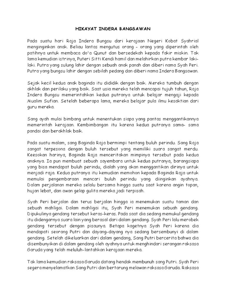Hikayat Indera Bangsawan | PDF
