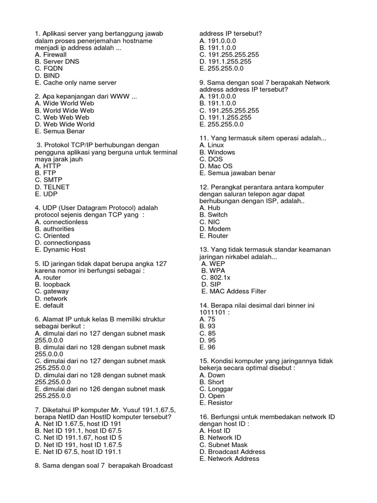 Soal ASJ Kelas 11 | PDF
