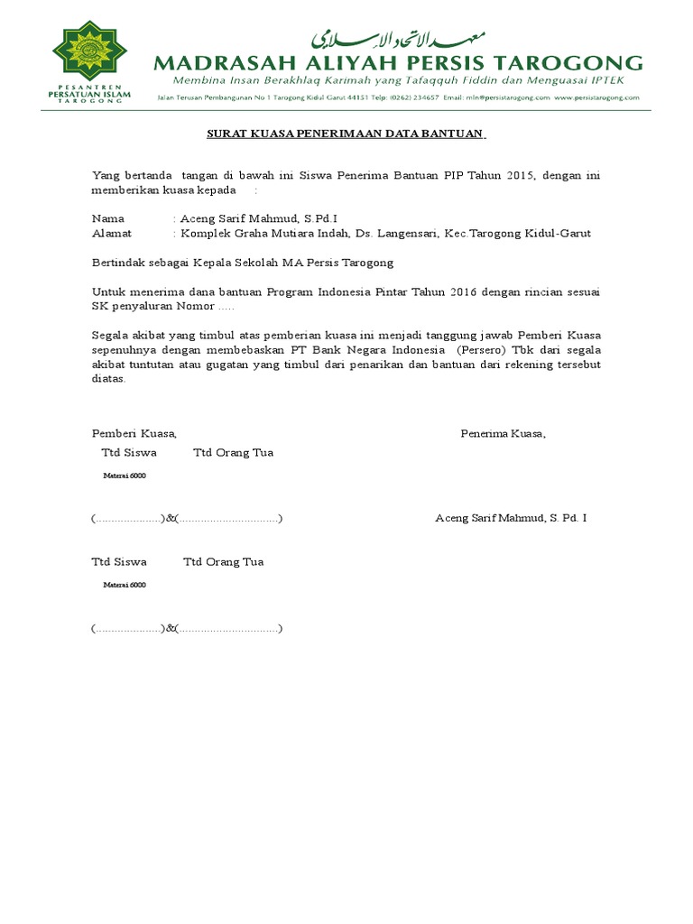 Contoh Surat Kuasa Kip | PDF